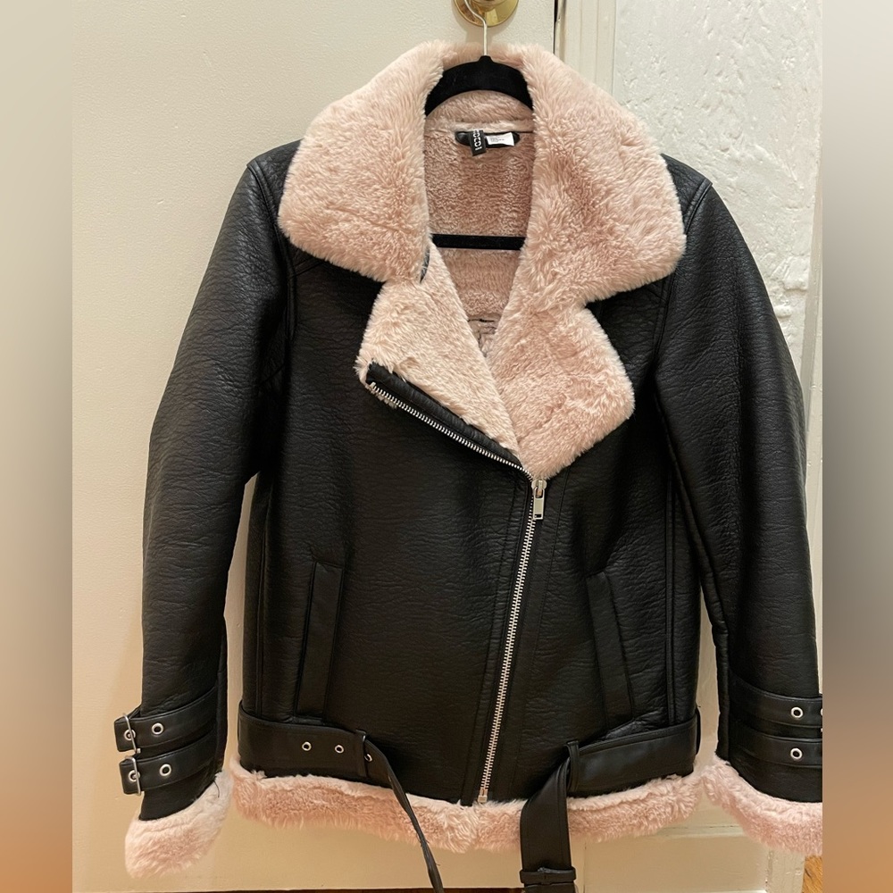 H&M Faux Leather And Fur Coat - Gem